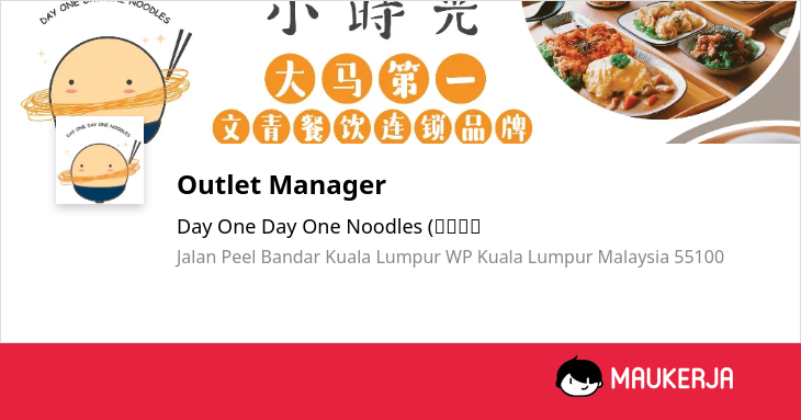 Kerja Sepenuh Masa Outlet Manager, Gaji tinggi MYR 6,000 di Day One Day ...