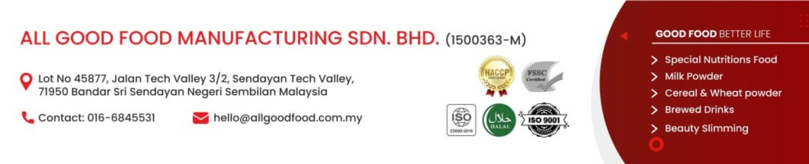 All Good Food Manufacturing Sdn Bhd Company Overview & Details - Maukerja